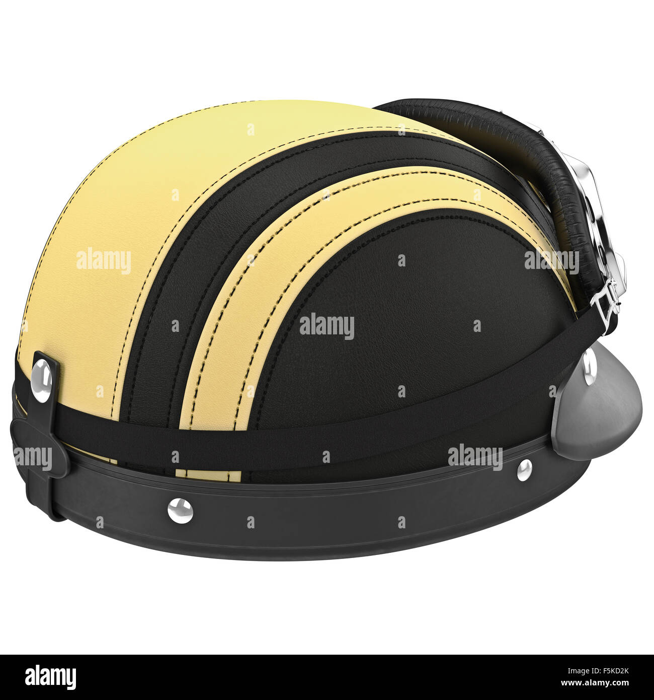 Sport motorcycle helmet with yellow stripes Stock Photo - Alamy