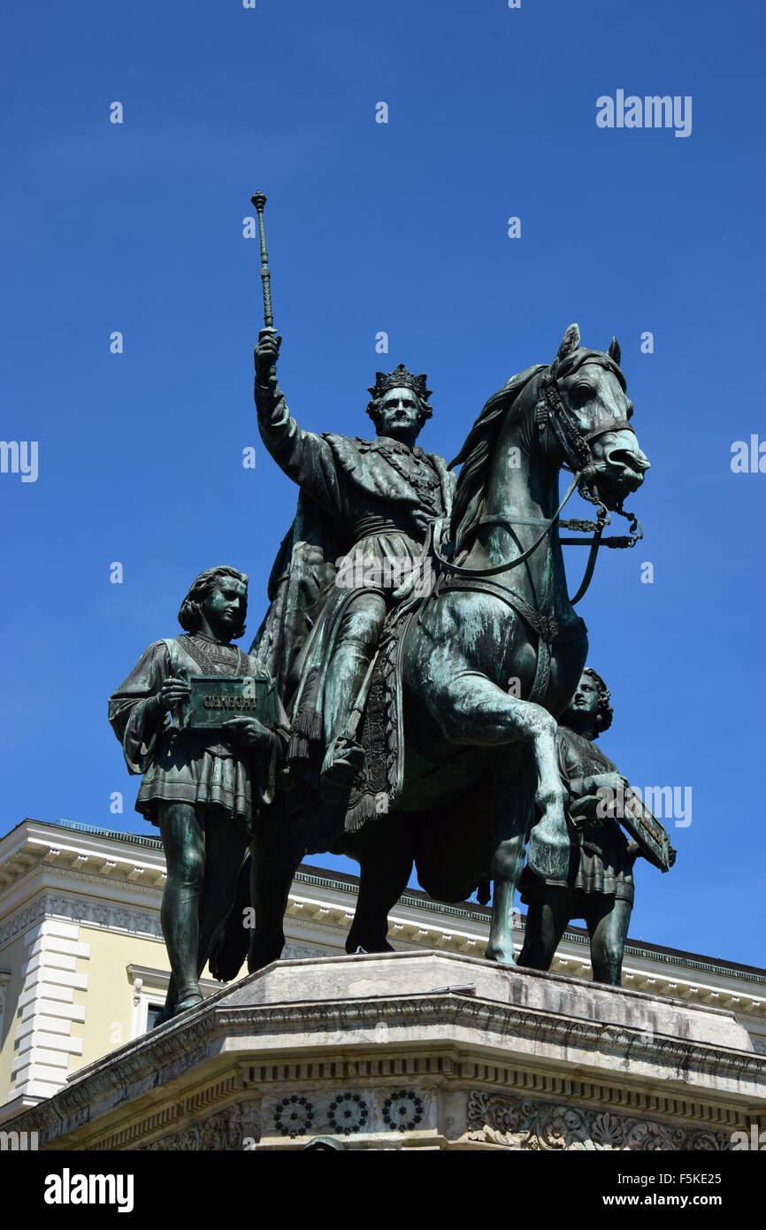 Munich, Germany - Monument to Ludwig I in ODEONSPLATZ square Stock ...
