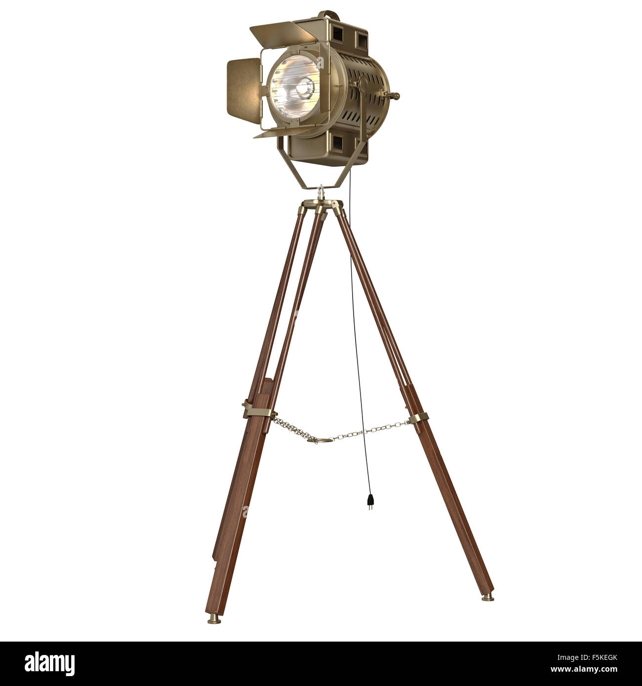 Studio spotlight floor lamp wooden tripod Stock Photo - Alamy
