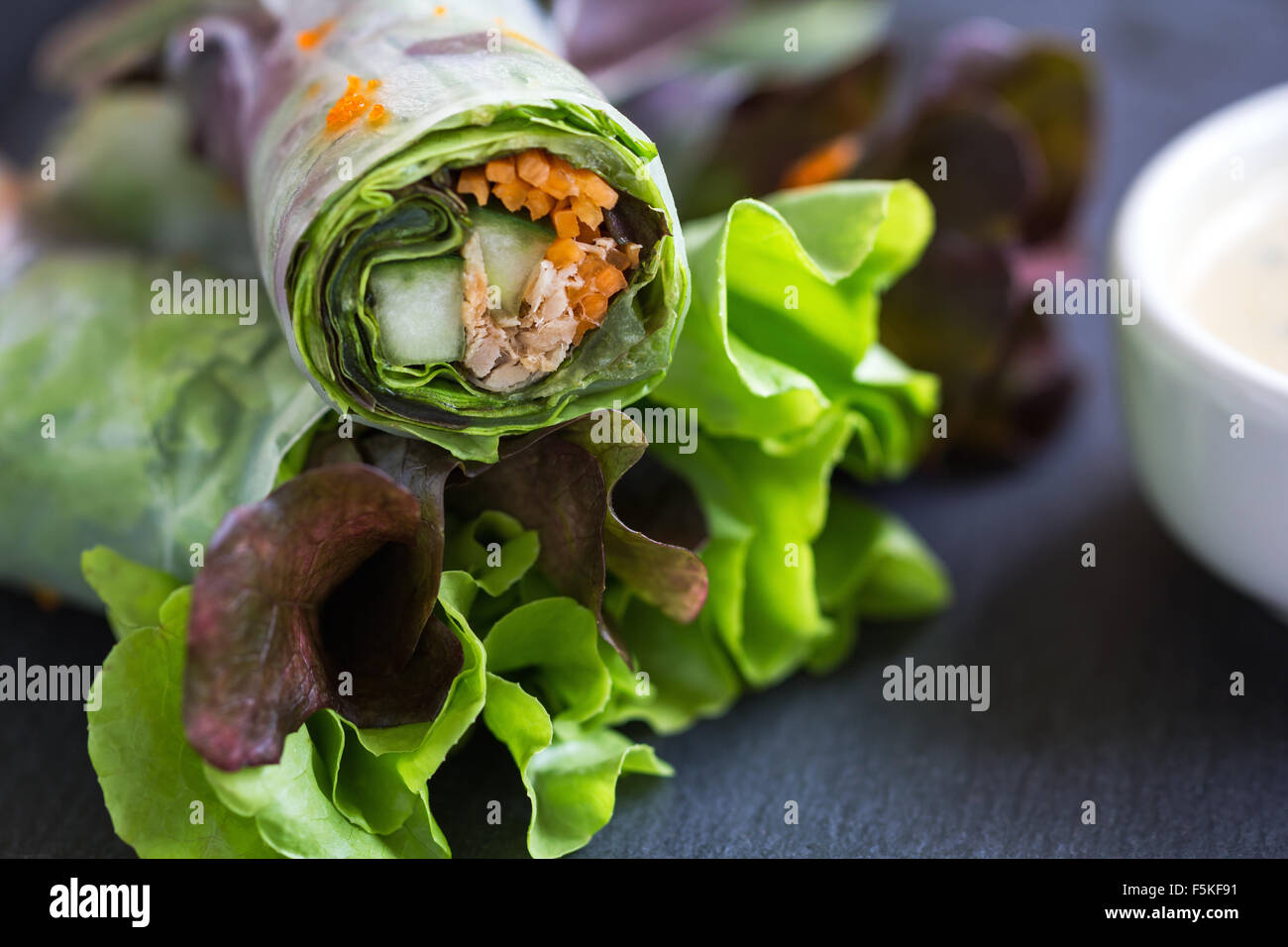 Vietnamese spring roll with vegetable ,crab stick and tuna Stock Photo ...