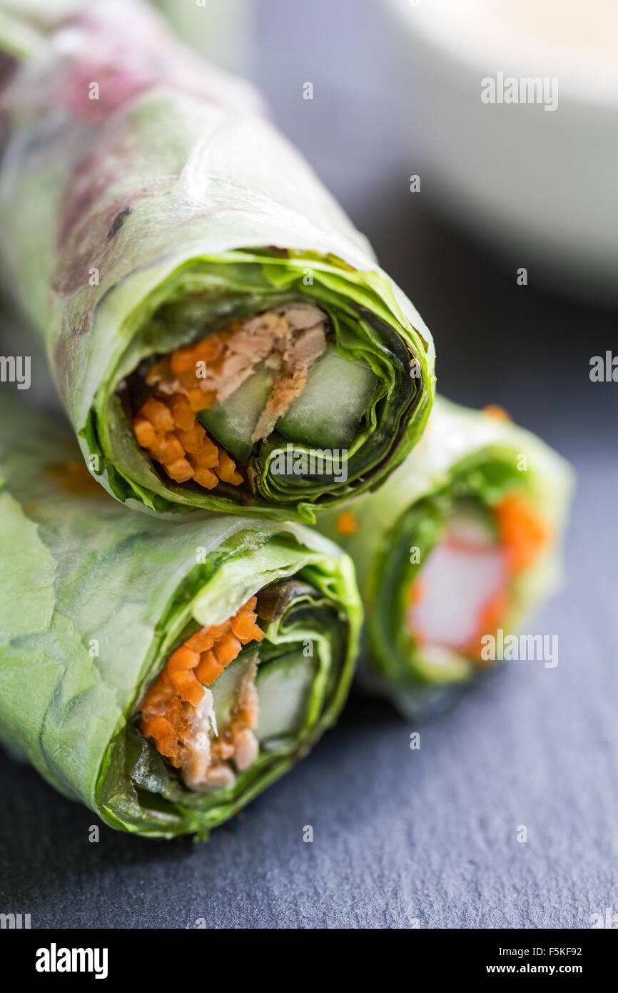 Vietnamese spring roll with vegetable ,crab stick and tuna Stock Photo ...