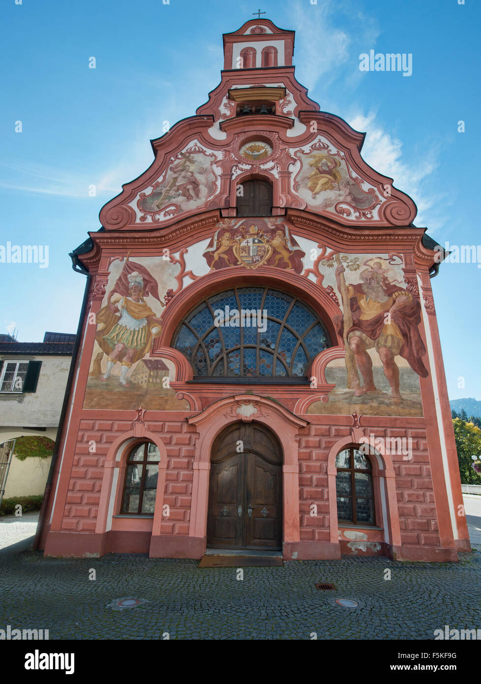 The colorfully painted Church of the Holy Spirit in Fussen, Germany ...