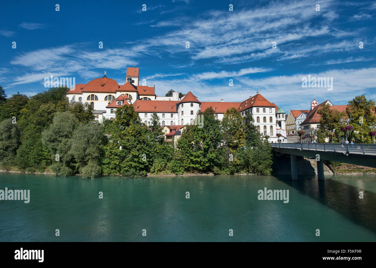 The Benedictine Abbey of St. Mang across the Lech River in Fussen ...