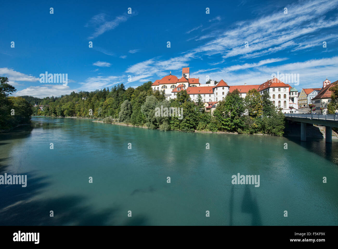 The Benedictine Abbey of St. Mang across the Lech River in Fussen ...
