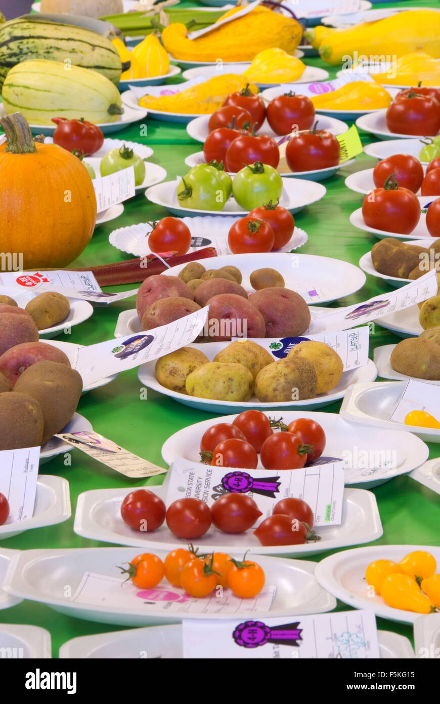 Produce table, Oregon State Fair, Salem, Oregon Stock Photo - Alamy
