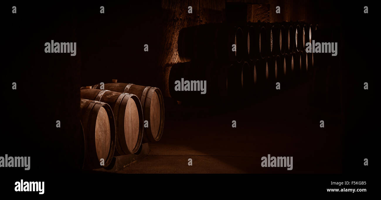 Barrels in Wine Cellar-Bordeaux Vineyard Stock Photo - Alamy