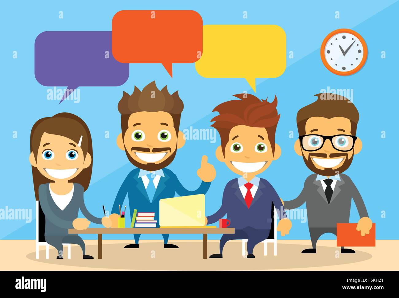 Business People Group Chat Communication Office Desk Concept Stock ...