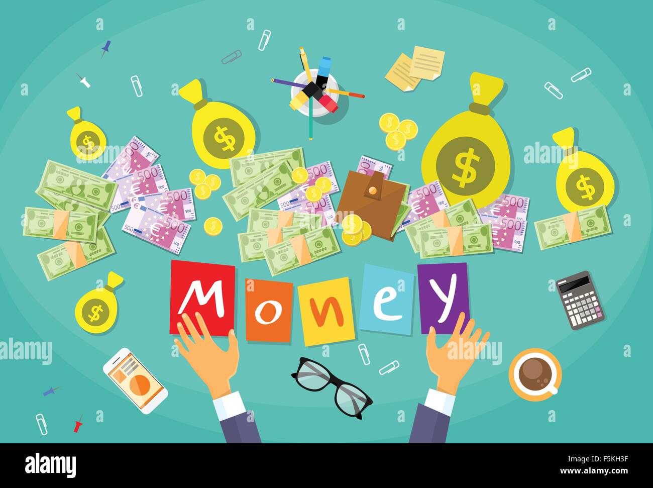 Money on Desk Concept Hands Business Man Stock Vector Image & Art - Alamy