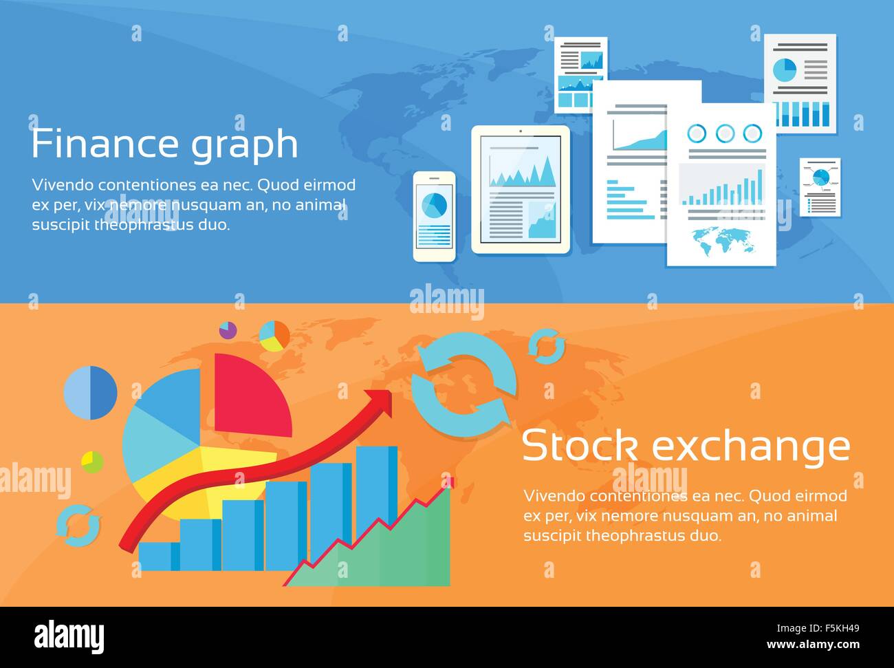 Finance Graph Stock Exchange Chart Web Banner Set Stock Vector Image ...