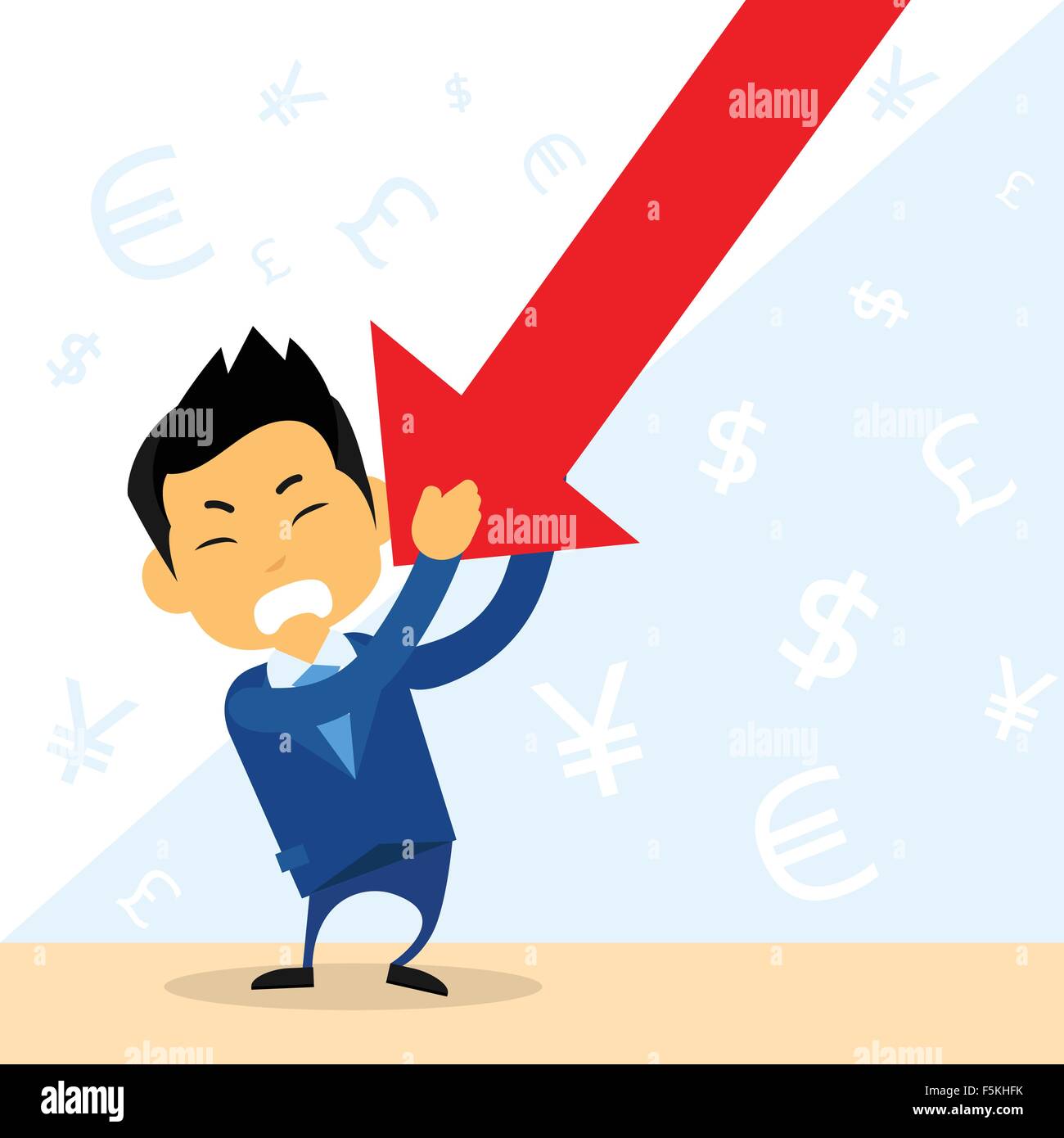 Businessman Hold Financial Graph Red Arrow Negative Fall Down Stock ...