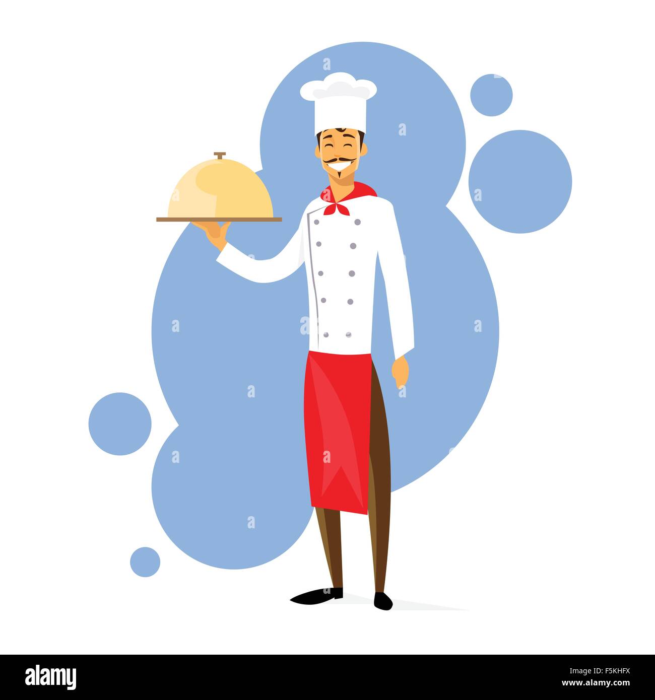 Cartoon Chef Cook with Dish Full Length Flat Vector Stock Vector Image ...