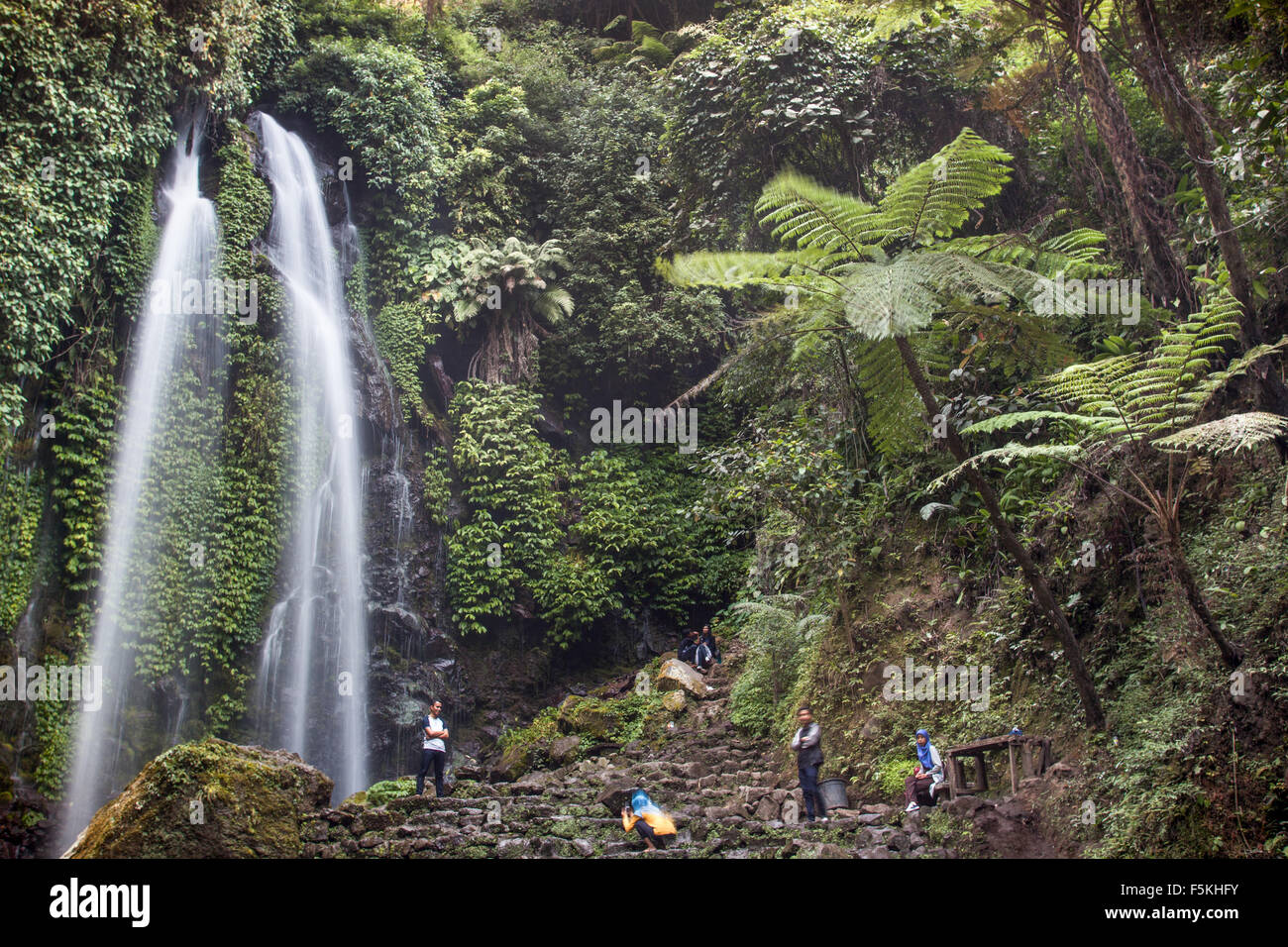 Sense of scale at Jumog Waterfall. Long exposure shot creates a dream ...