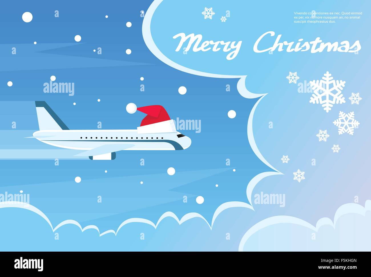 Airplane Santa Red Christmas Hat Cloud Blue Sky Banner Stock Vector ...
