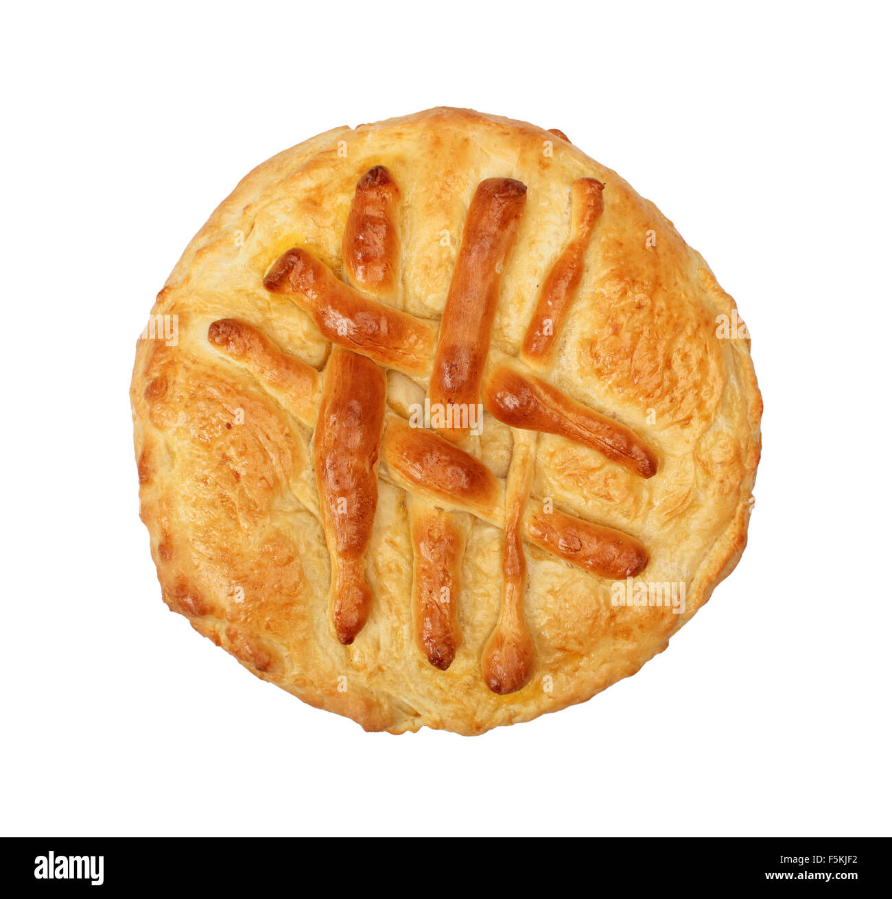 Stuffed Pie, isolated on white, directly above Stock Photo - Alamy