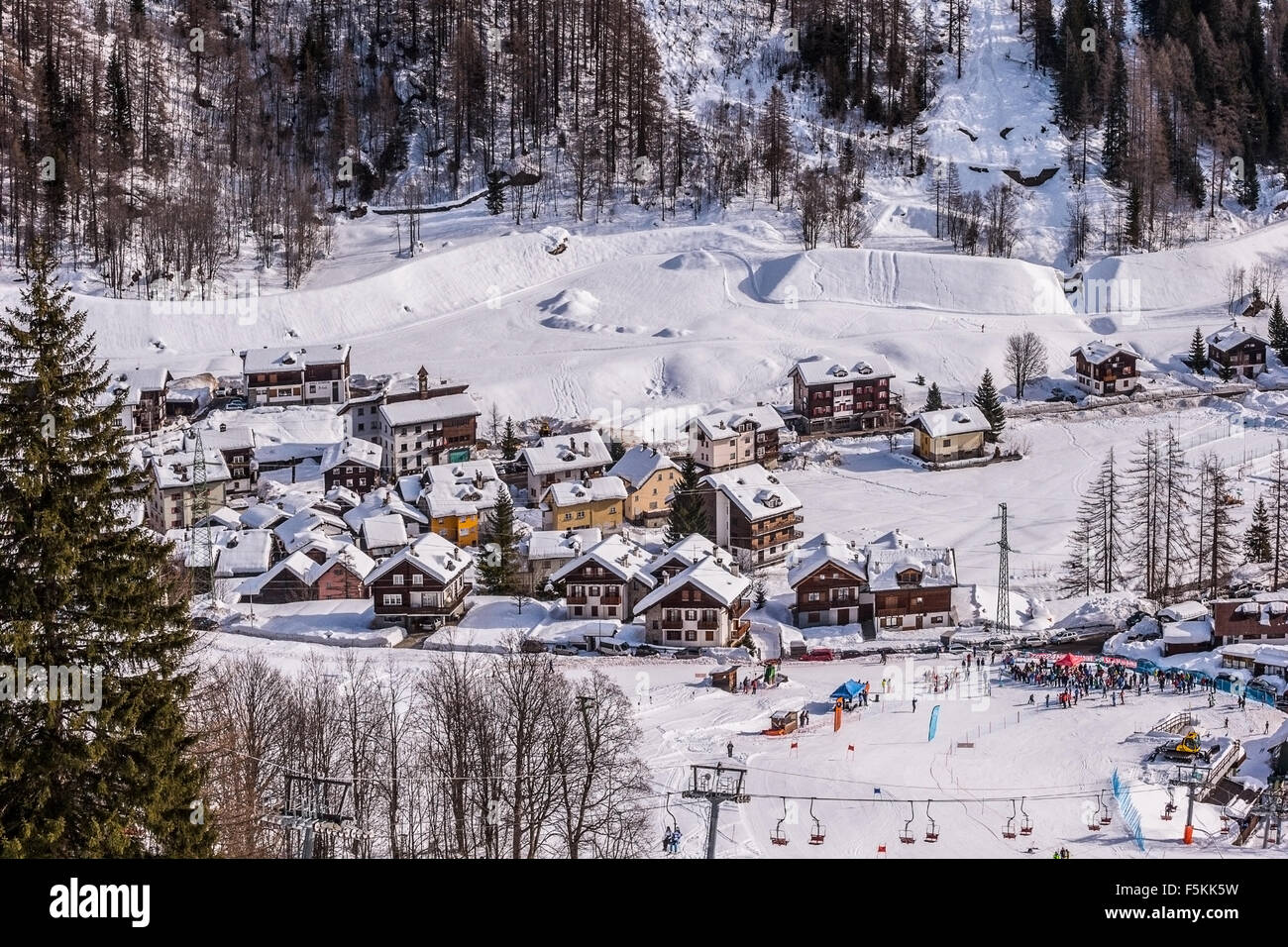 Italy Piedmont Val Formazza Village of Ponte Formazza Snowely Stock ...