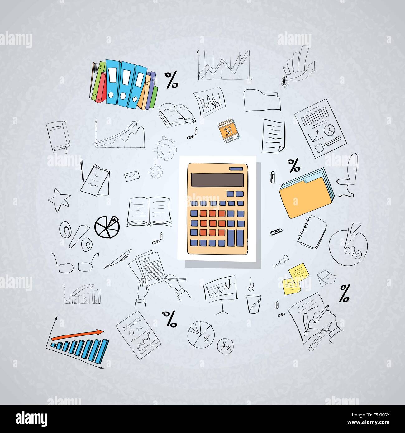 Calculator Accountant Business Doodle Hand Draw Sketch Stock Vector ...