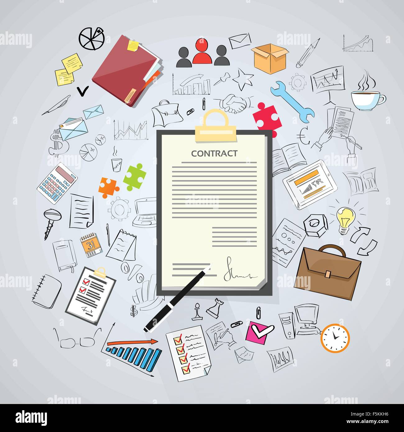 Contract Sign Up Paper Document Pen Signature Stock Vector Image & Art ...