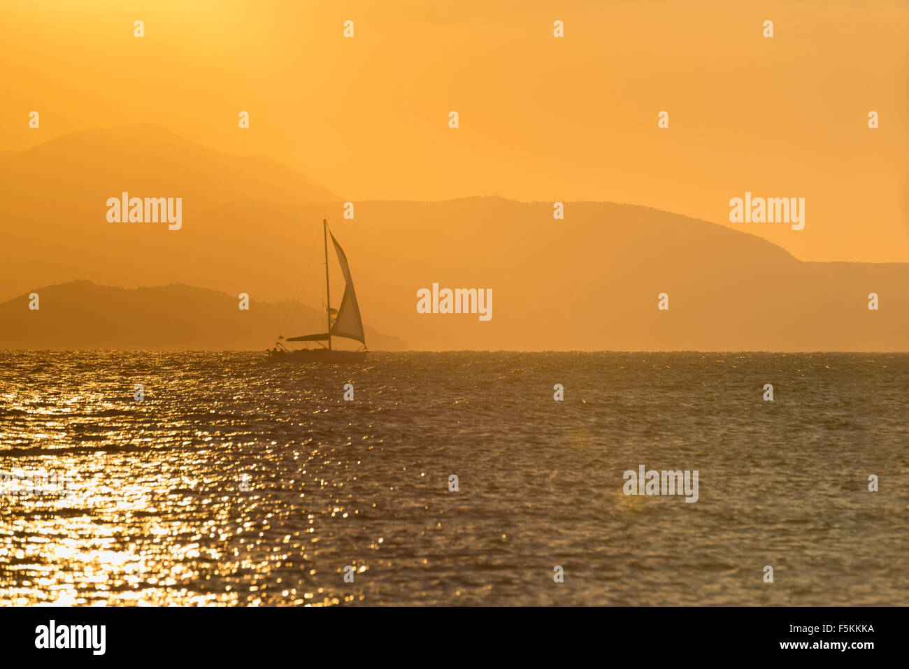 backlit sunset sail Sailing in the Aegean Sea Stock Photo - Alamy