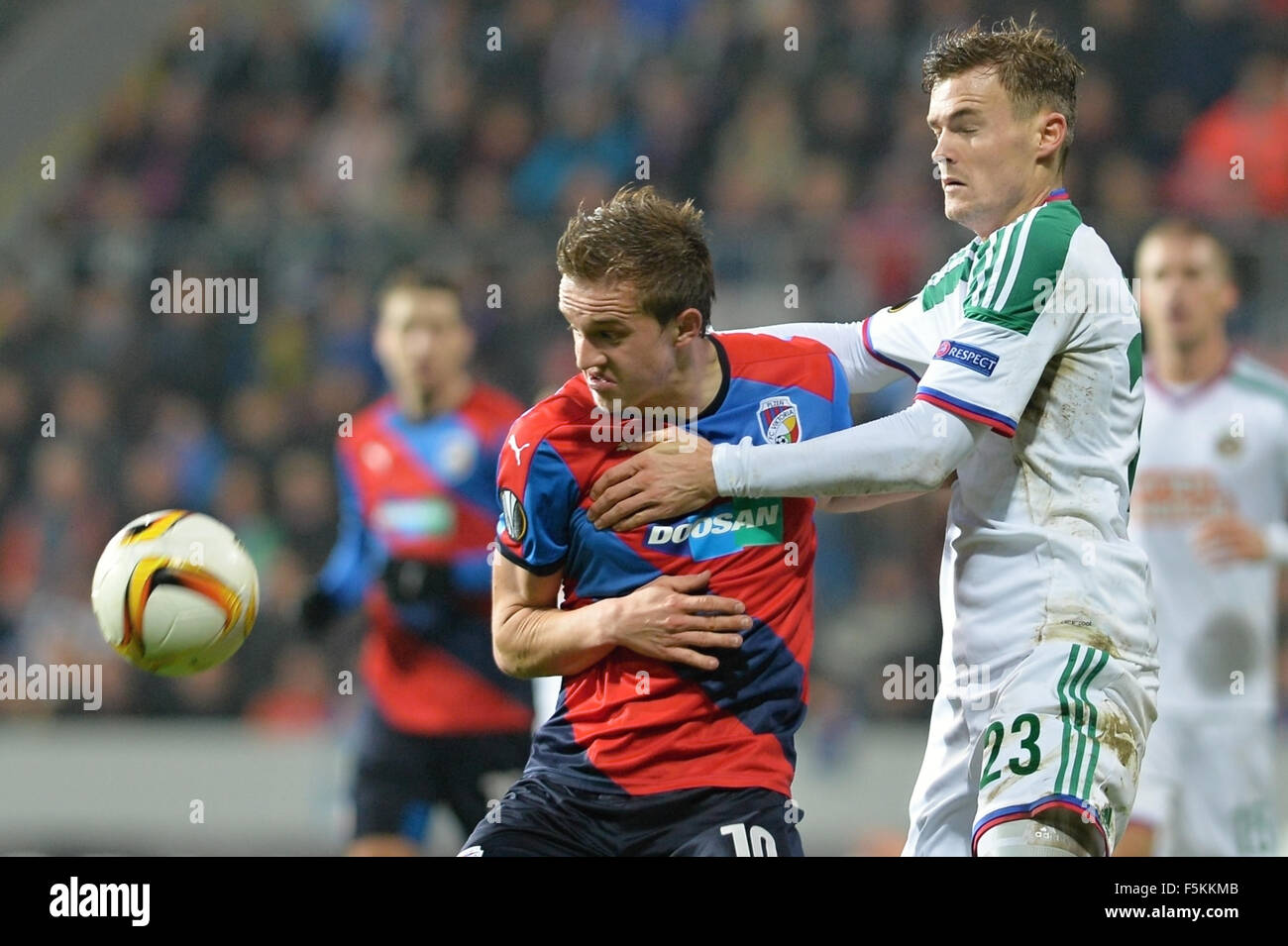 Stefan Stangl (right) of Rapid and Jan Kovarik of Plzen in action ...