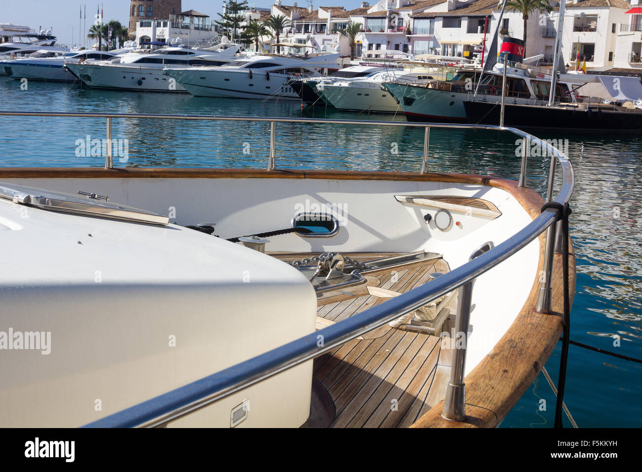the bow boats moored at a marina Stock Photo - Alamy