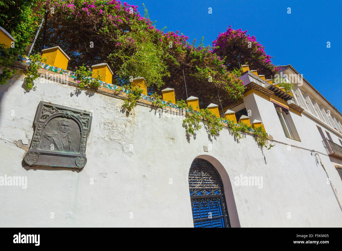 beautiful streets full of typical color of the Andalusian city of ...