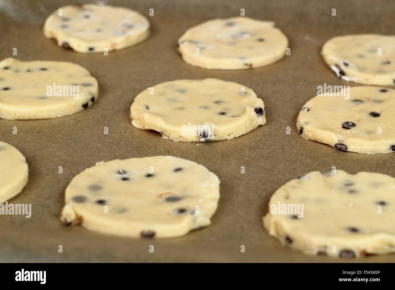Raw cookies ready for baking. Making Chocolate Chip Cookies. Series ...