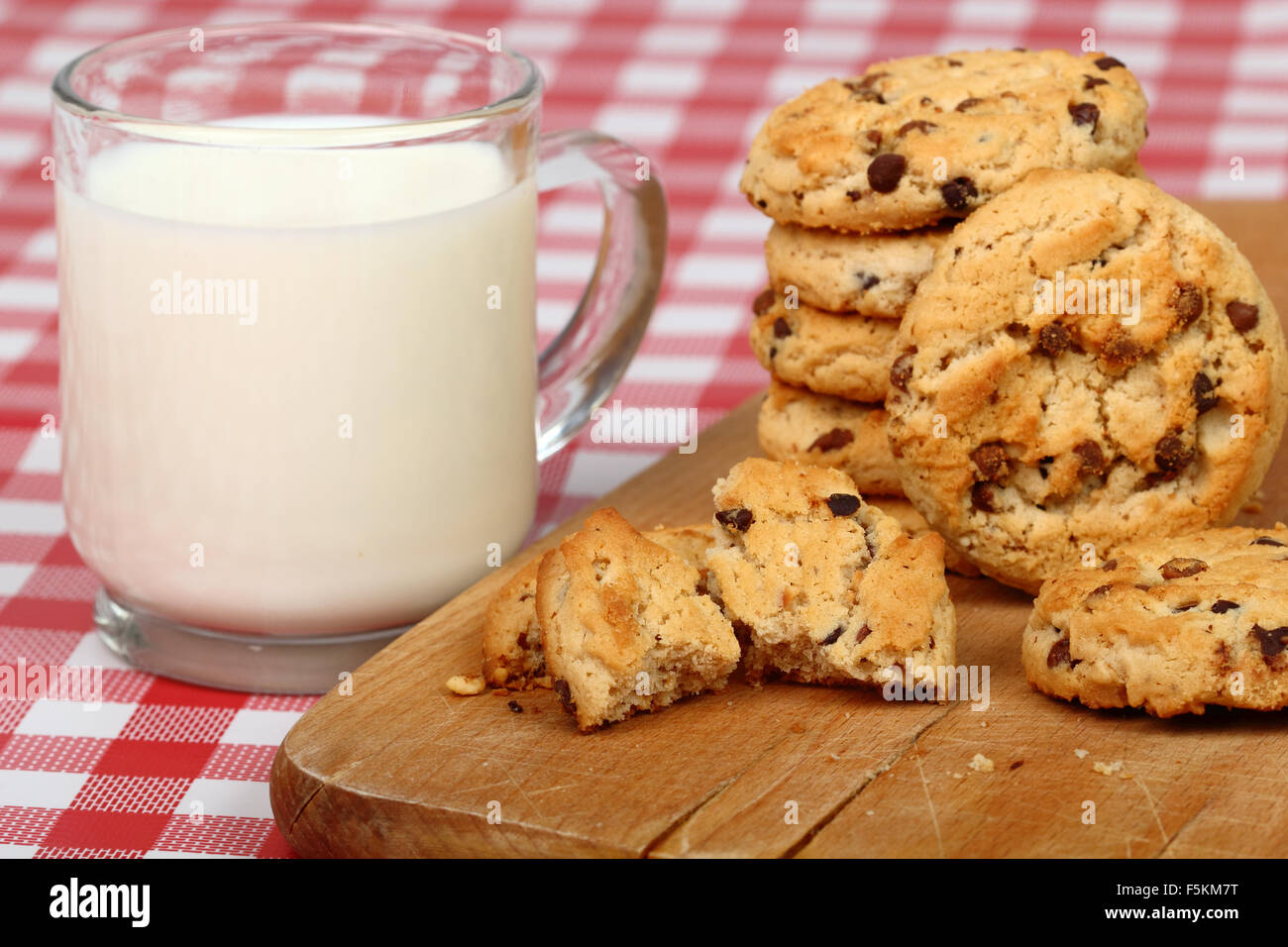 Chocolate Chip Cookies and Milk Stock Photo - Alamy