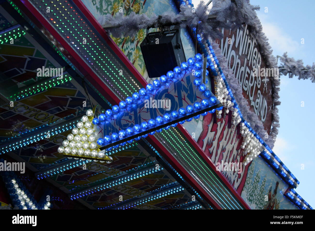 Hyde Park Winter Wonderland London. Action Arrow Stock Photo - Alamy