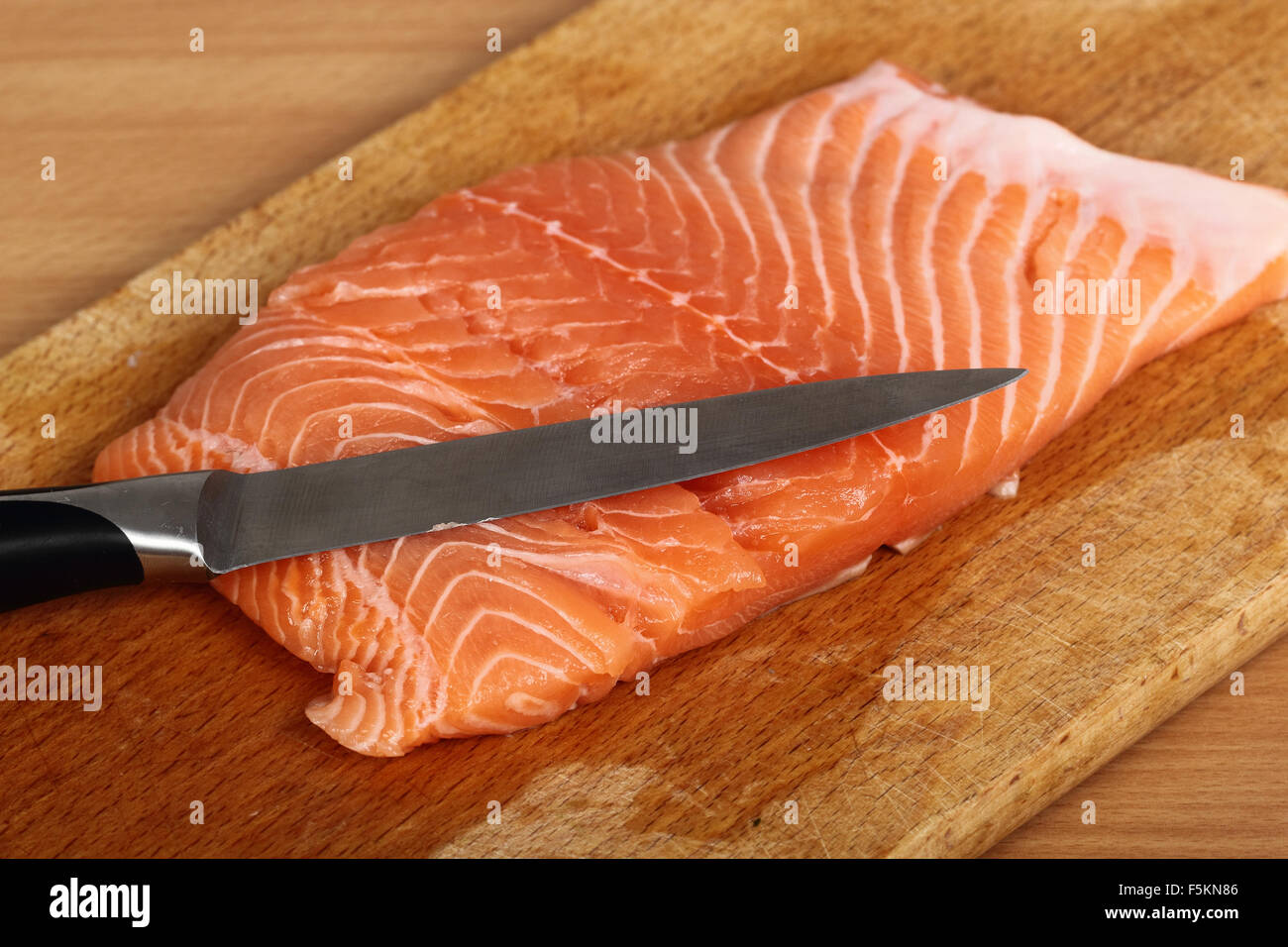 Cooking Salmon. Cutting Stock Photo - Alamy