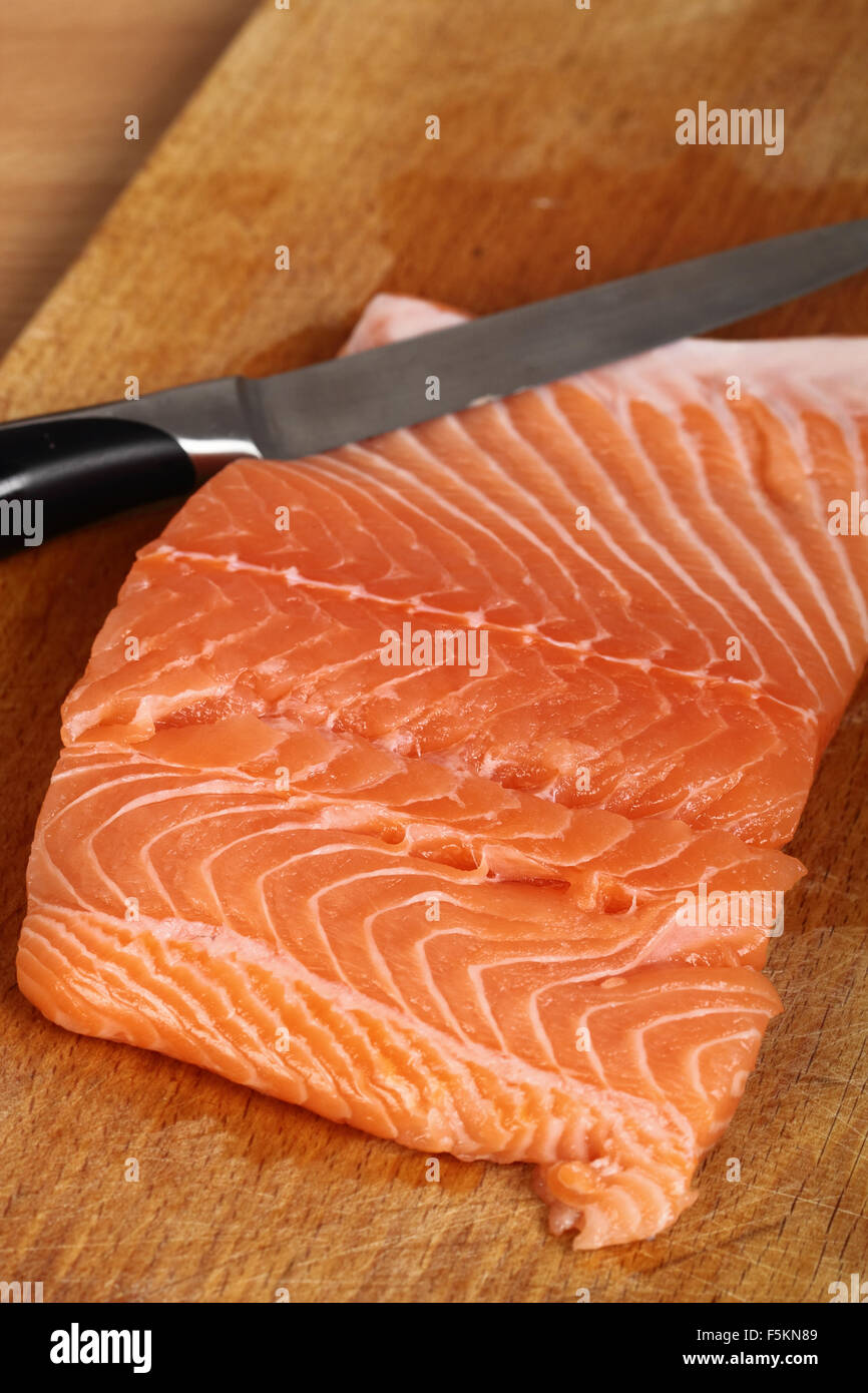 Cooking Salmon. Cutting Stock Photo - Alamy