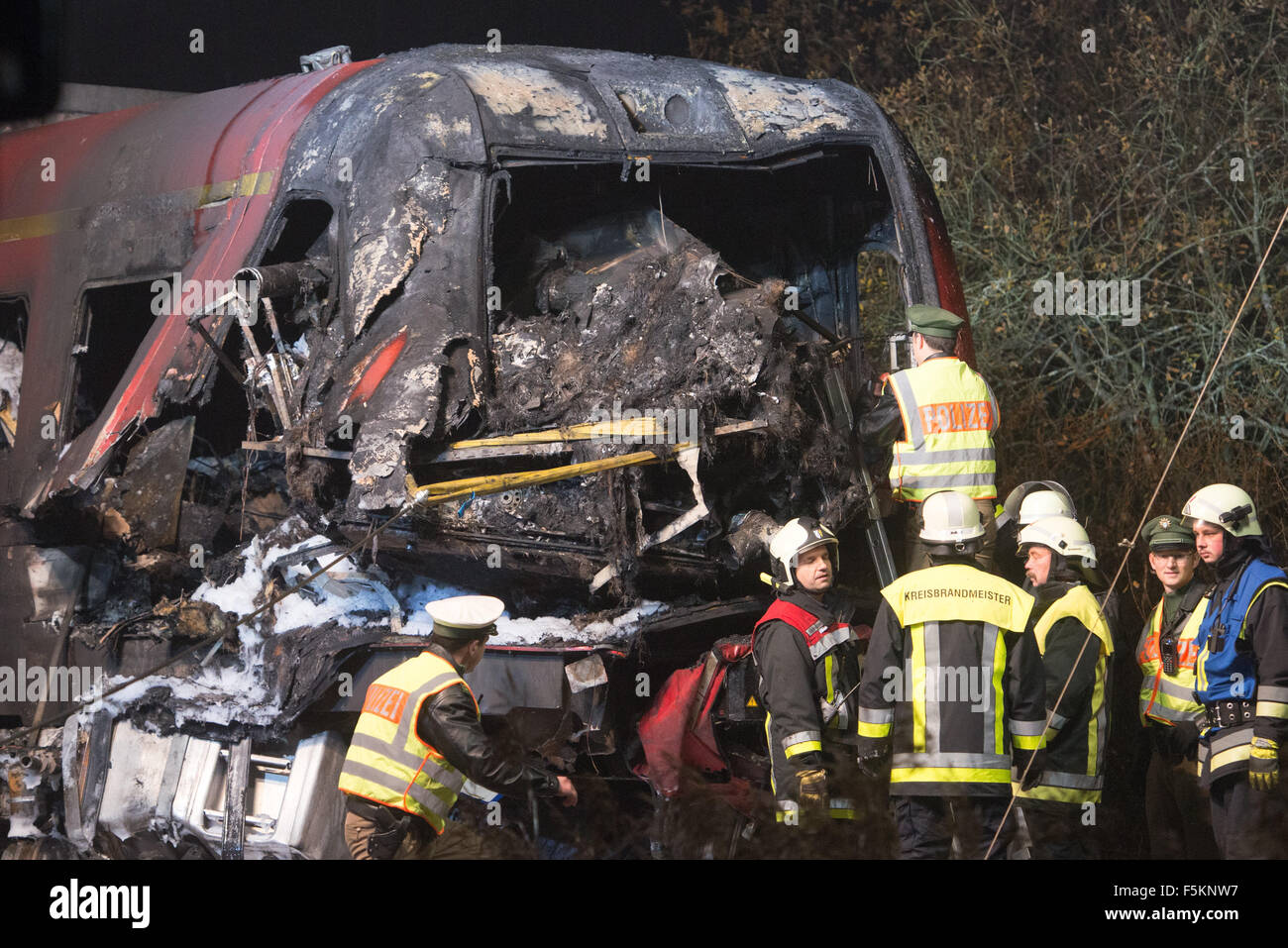 Firefighters and members of the rescue and emergency services secure ...