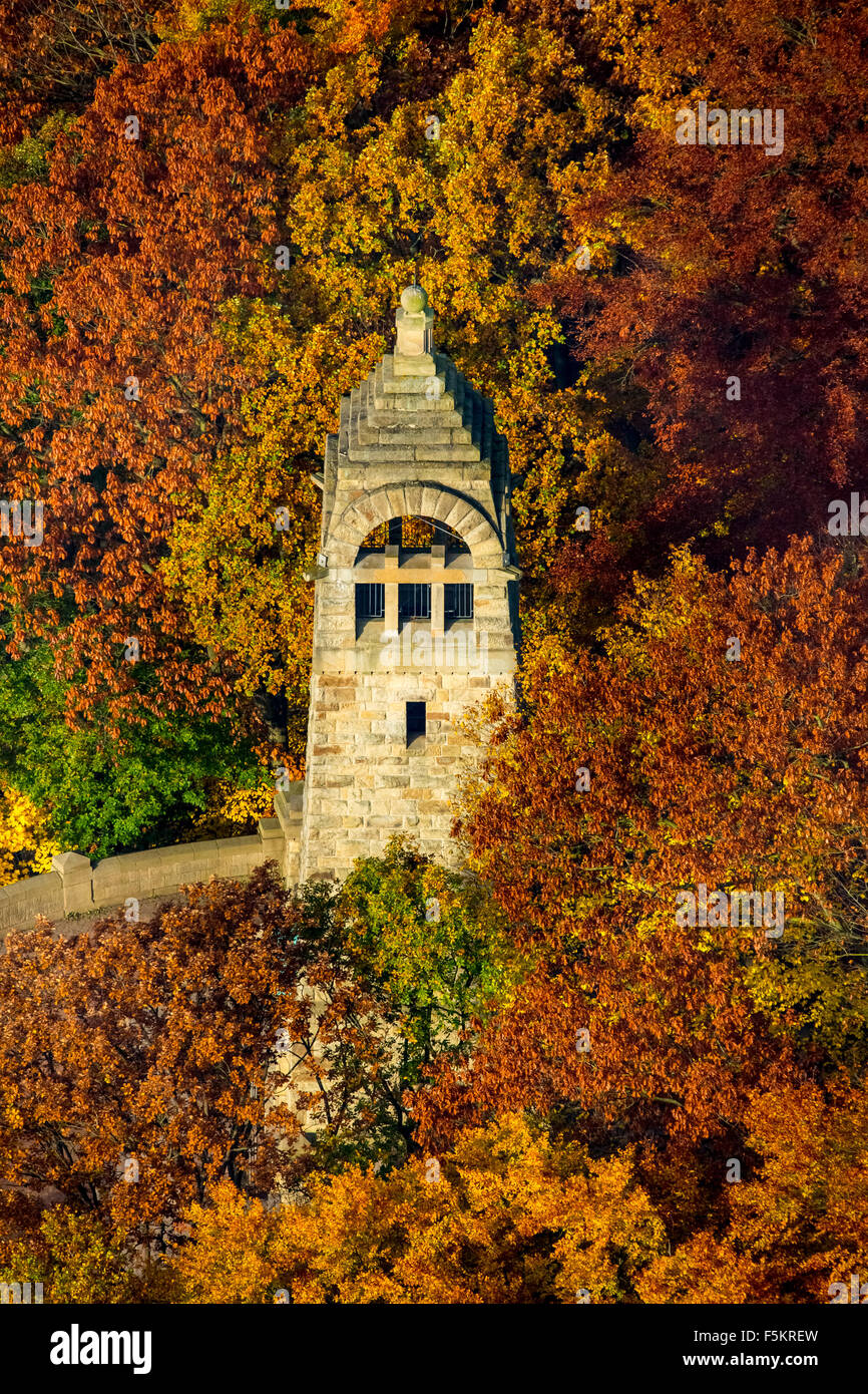 Berger monument in the recreation area Hohenstein, Witten, Ruhr Aeria ...