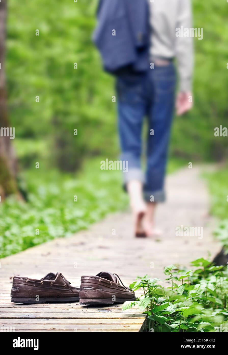 Barefoot walking forest hi-res stock photography and images - Alamy
