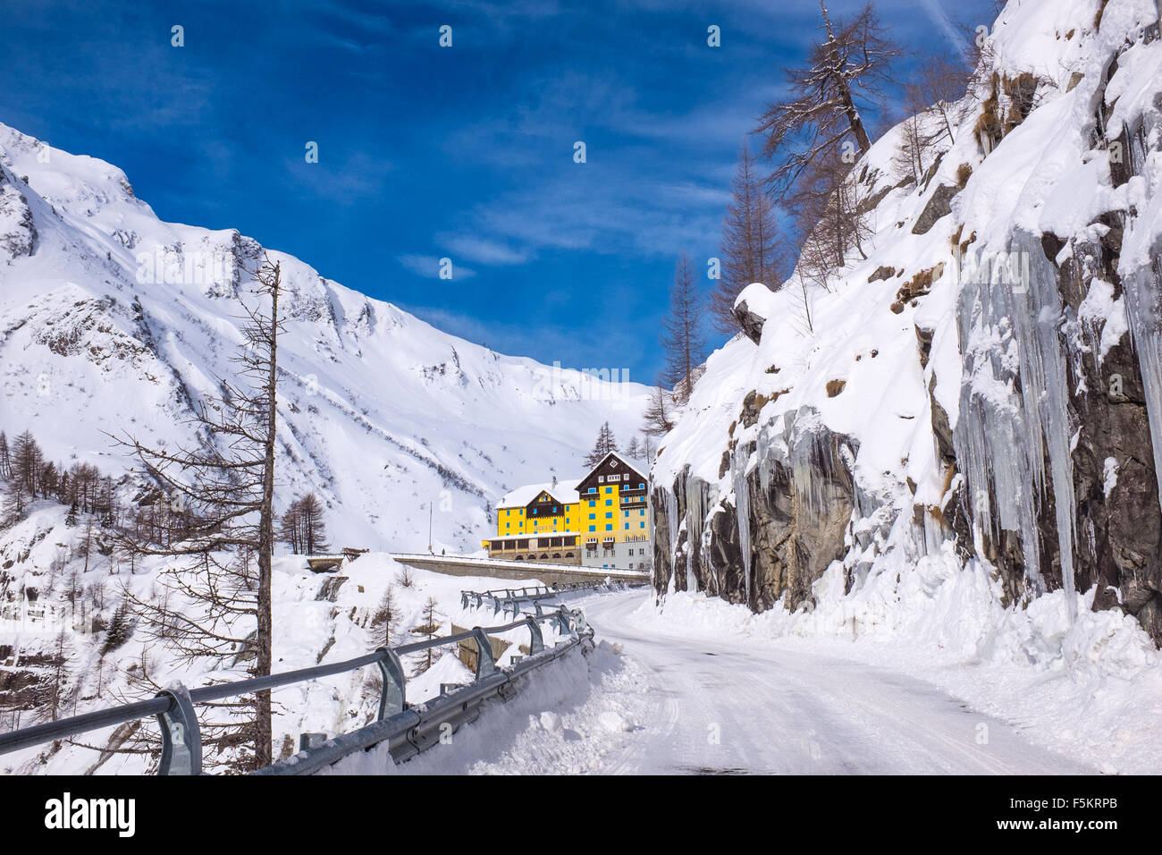 Italy Piedmont Formazza Hotel Historical Cascata del Toce Stock Photo ...
