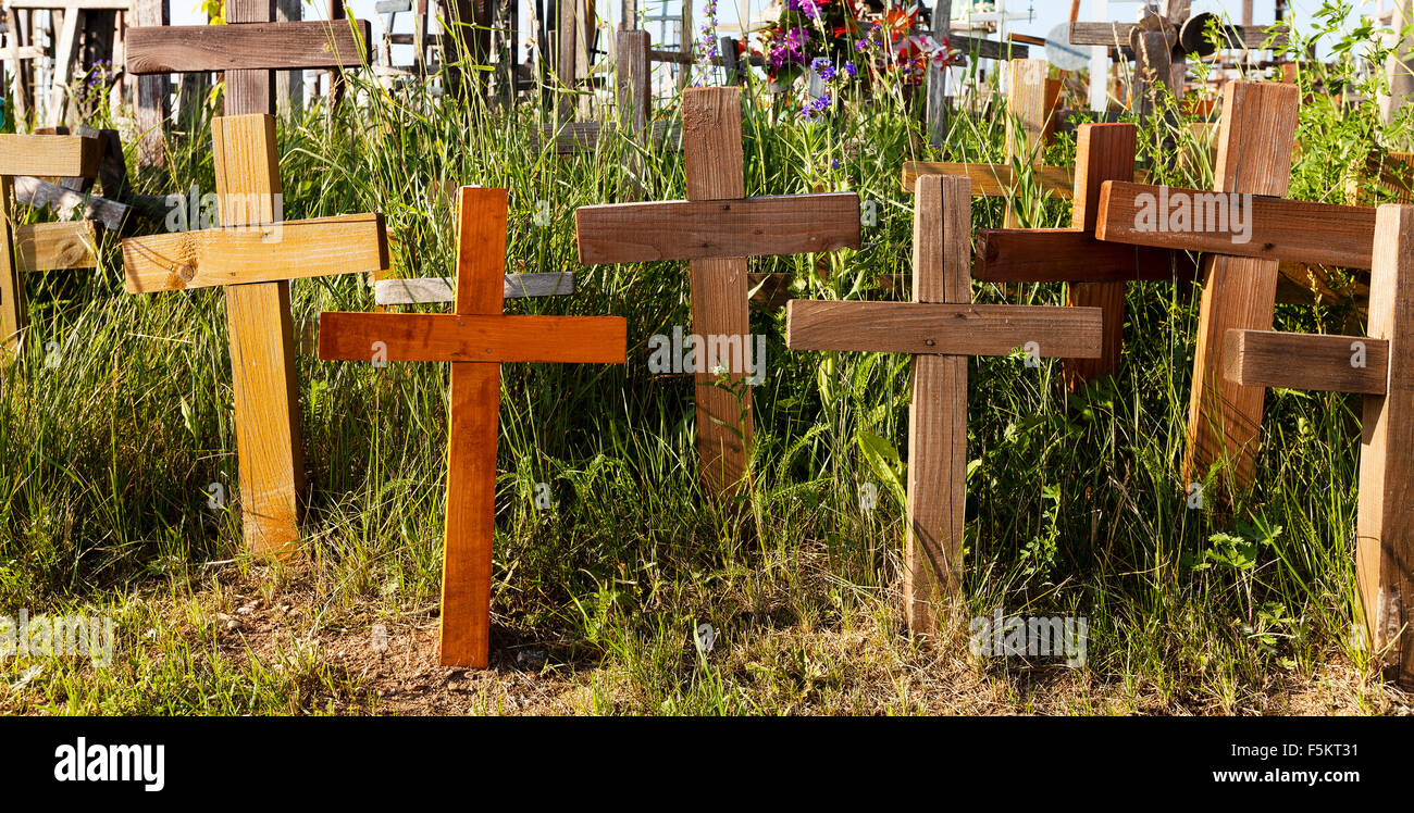 wooden crosses close-up Stock Photo - Alamy