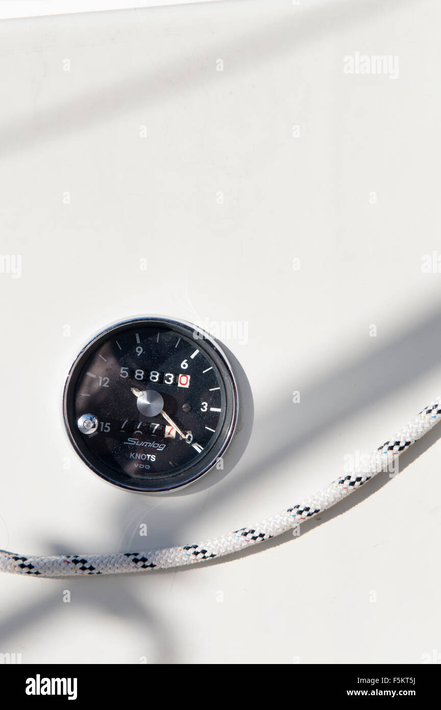 Sweden, Bohuslan, Speedometer on boat deck Stock Photo - Alamy