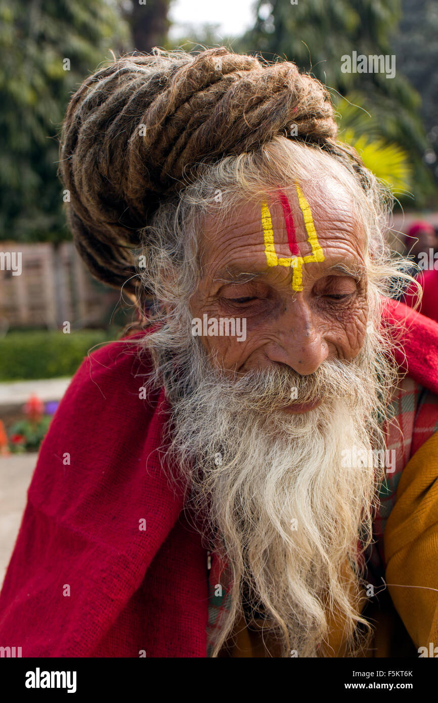 Portrait of a friendly Sadhu in the Mahabodhi temple Stock Photo - Alamy