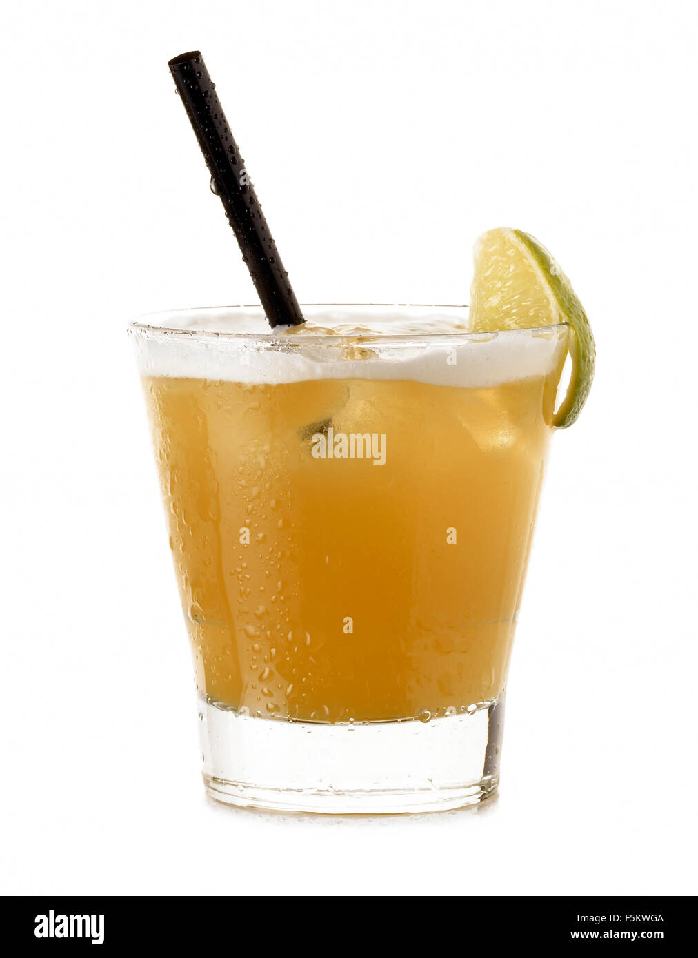 Cuban Special Cocktail with lime isolated on white background Stock ...