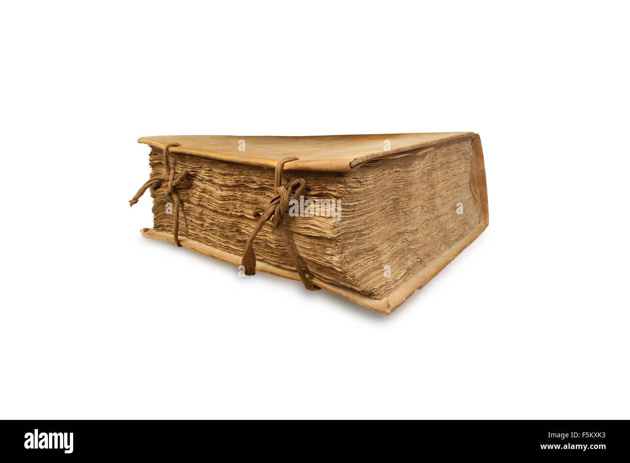 Ancient book. Clipping path. Side view. Closed book with streaks of ...