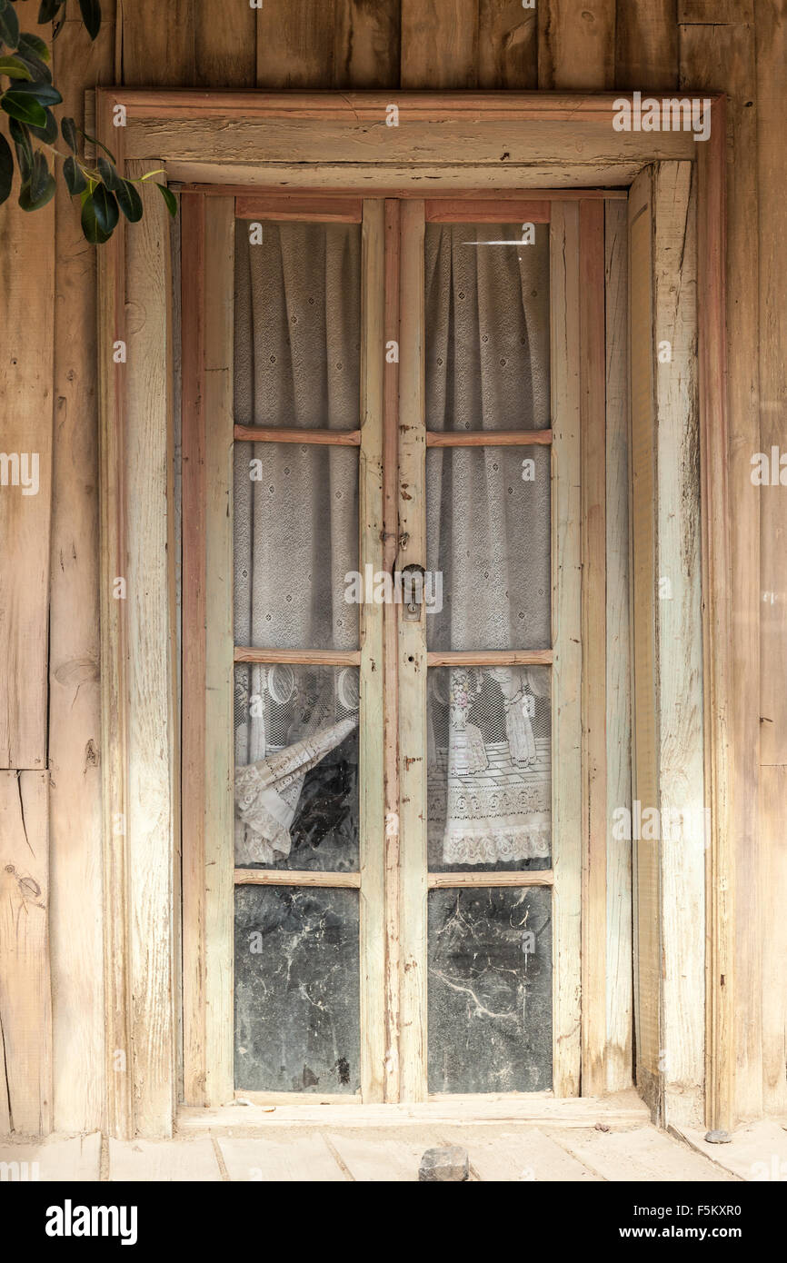 Window of an old wooden log house Stock Photo - Alamy