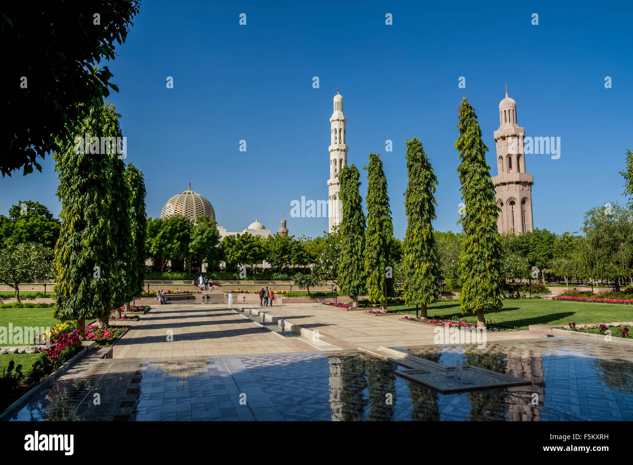 The Oman, Muscat Grand Mosque gardens Stock Photo - Alamy