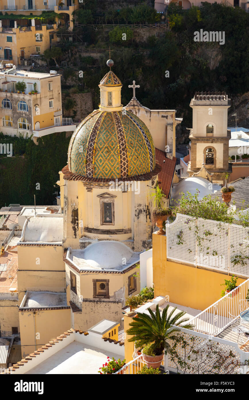 The church of Santa Maria Assunta in Positano on the Amalfi Coast in ...