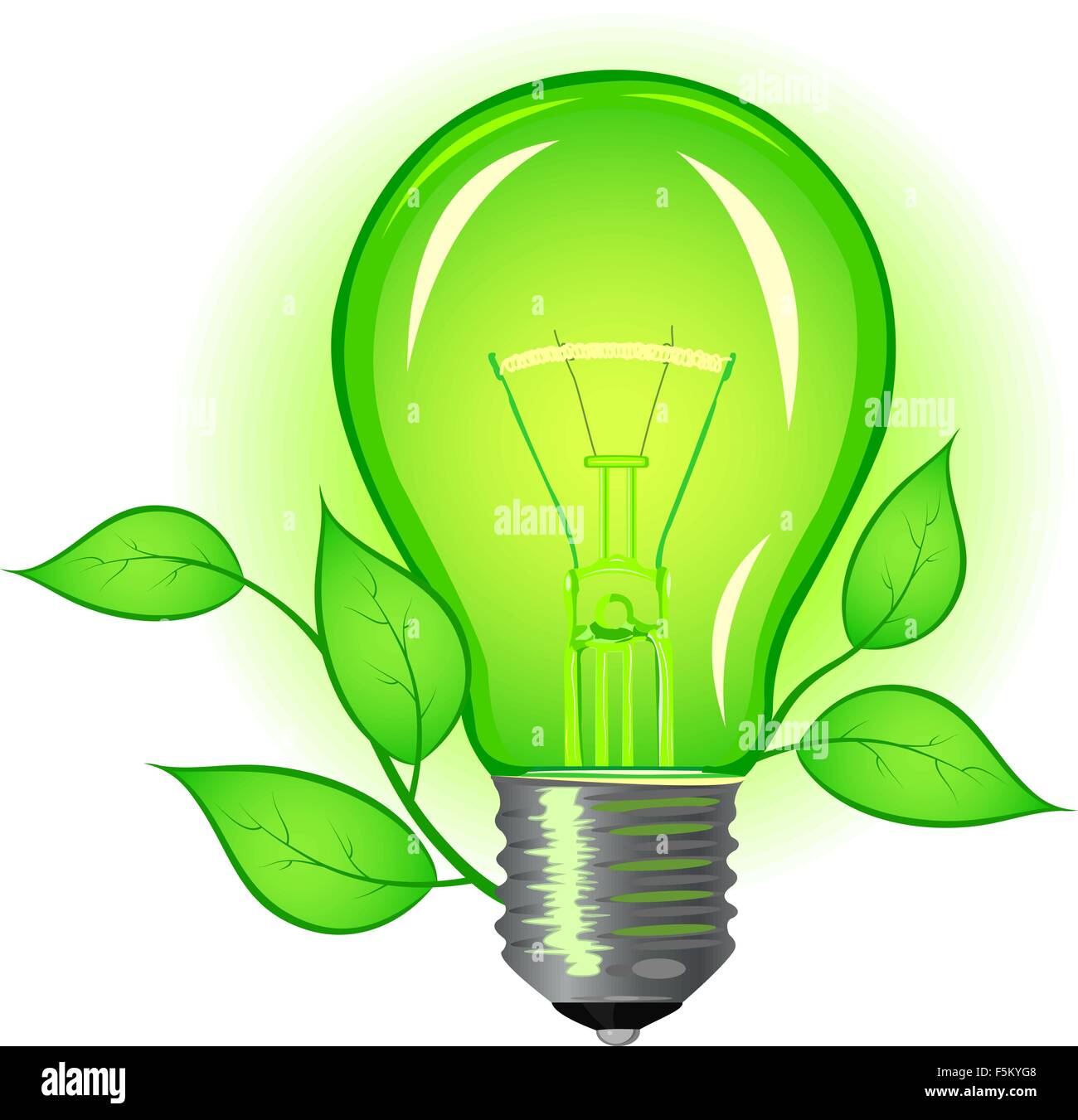 Incandescent lamp with green leaves Stock Vector Image & Art - Alamy