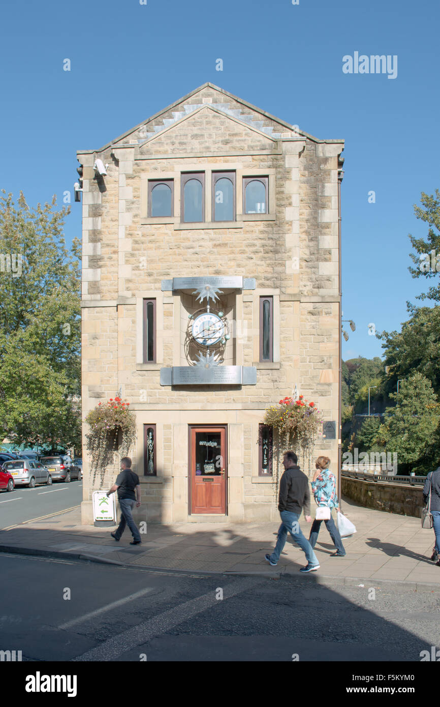 Townscape of Hebden Bridge town centre during a sunny day. Hebden ...