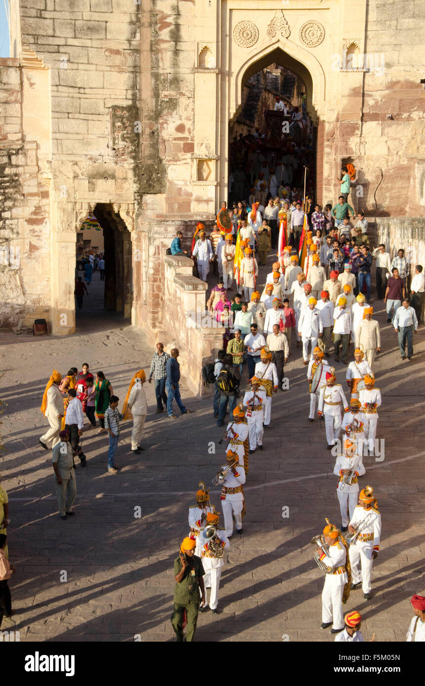 Gangaur procession, mehrangarh fort, jodhpur, rajasthan, india, asia ...