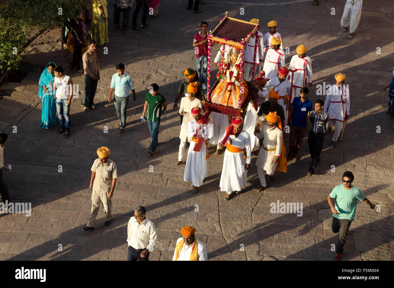Gangaur procession, mehrangarh fort, jodhpur, rajasthan, india, asia ...