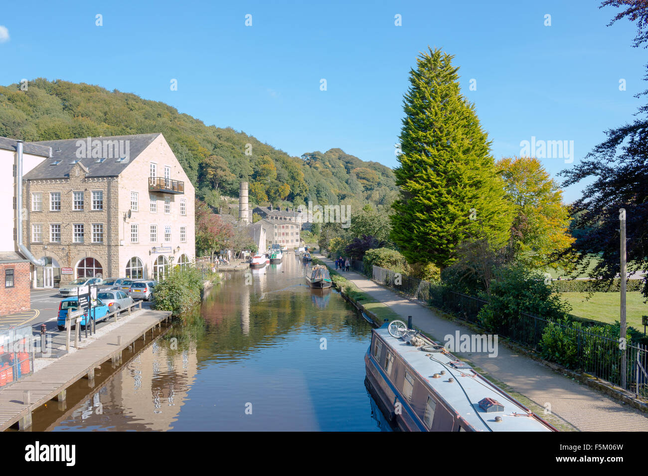 Canal at Hebden Bridge, a small but charming and lively town in West ...