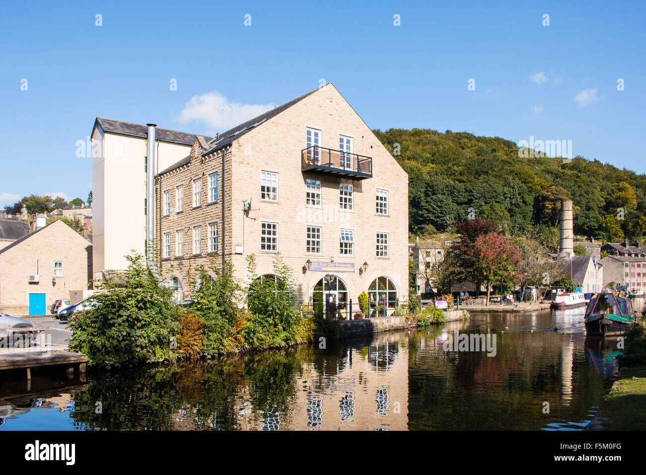 Canal at Hebden Bridge, a small but charming and lively town in West ...