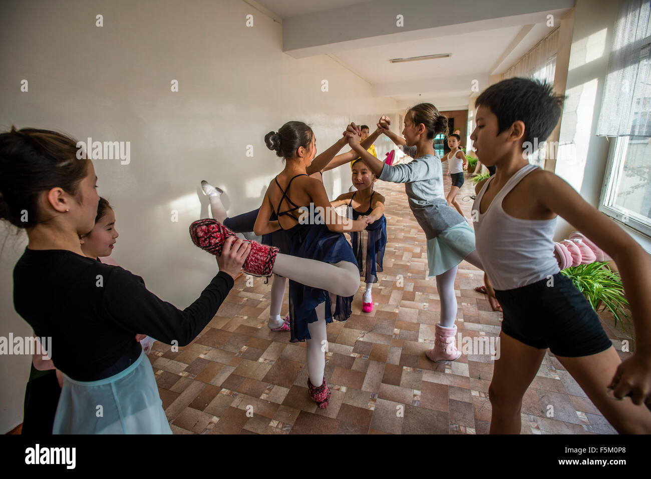 First year students rest during break in Bishkek choreographic school ...