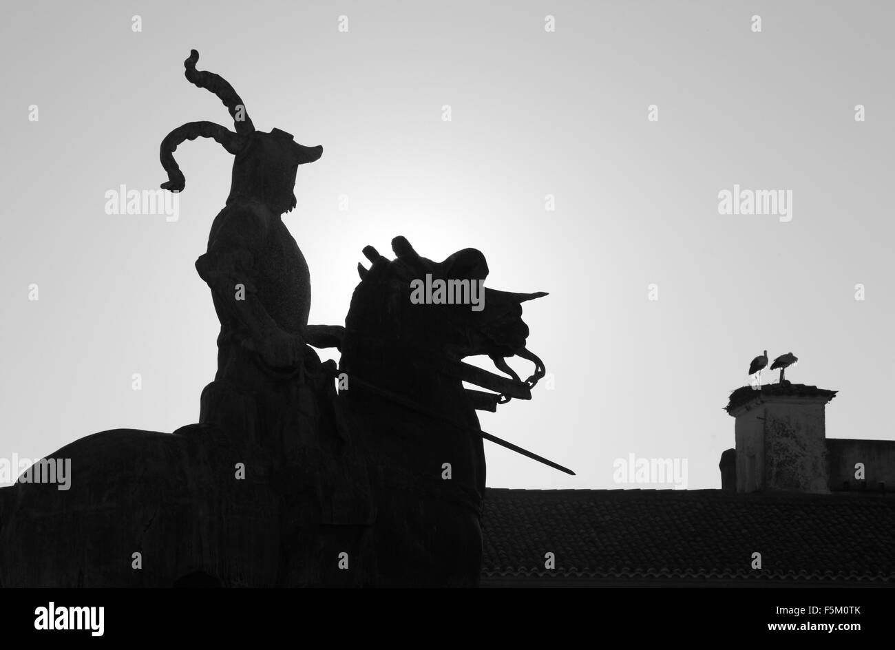 Statue of Pizarro backlight at city of Trujillo Spain Stock Photo - Alamy